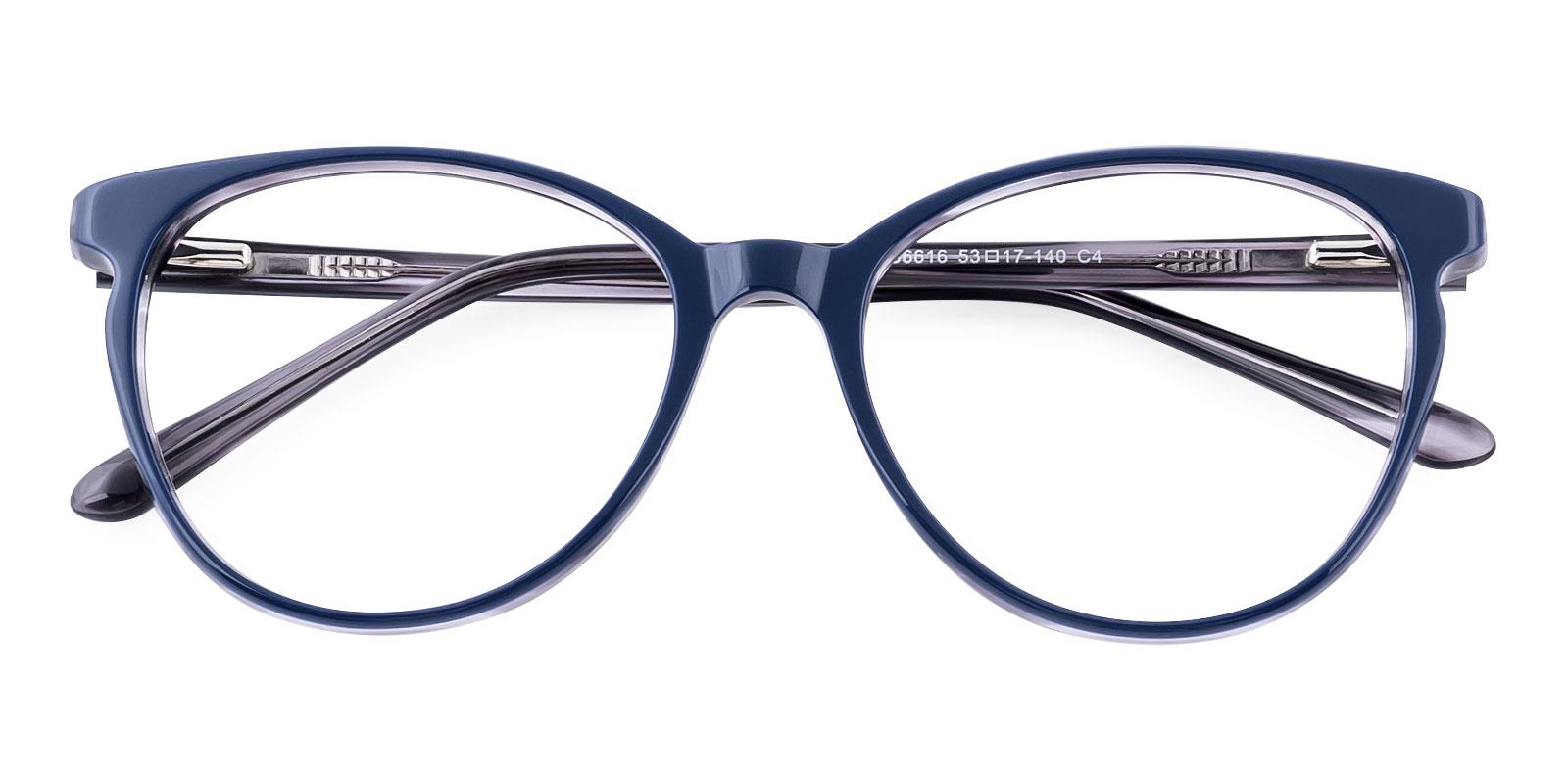 Lucit - Round Blue Eyeglasses Frame | ABBE Glasses