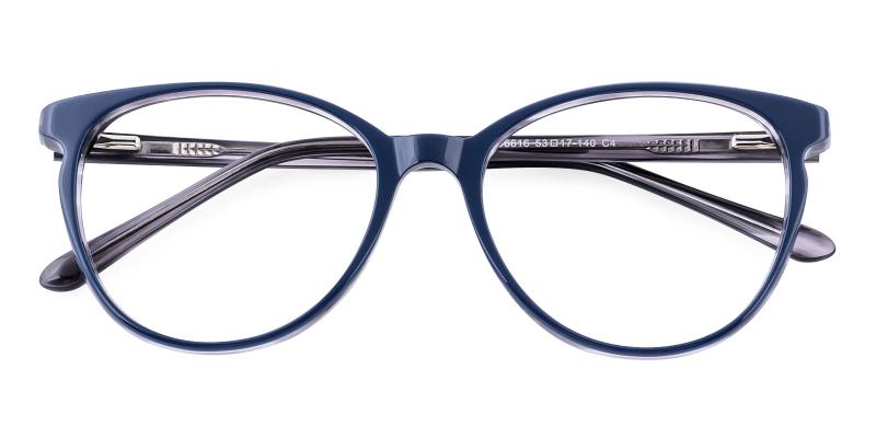 Lucit - Round Blue Eyeglasses Frame | ABBE Glasses